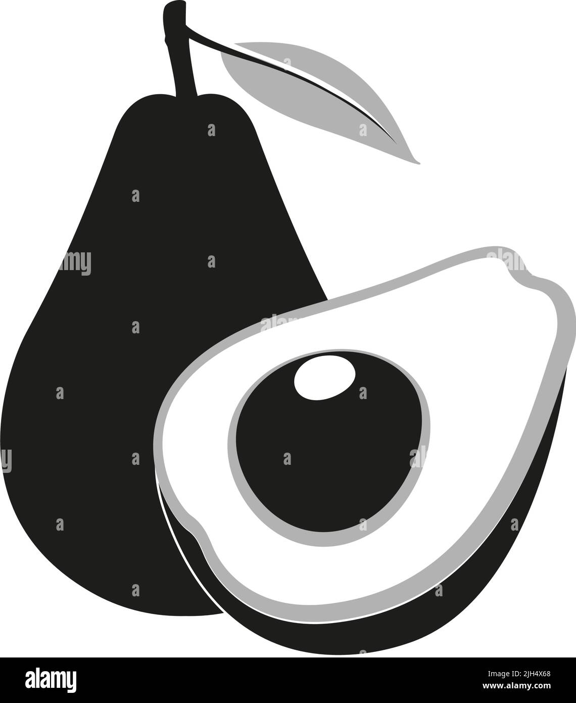 Avocado icon black. Avocado fruit whole and half. Logotype. Vector ...