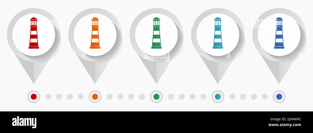 Lighthouse, navigation, sea concept vector icons, infographic template ...