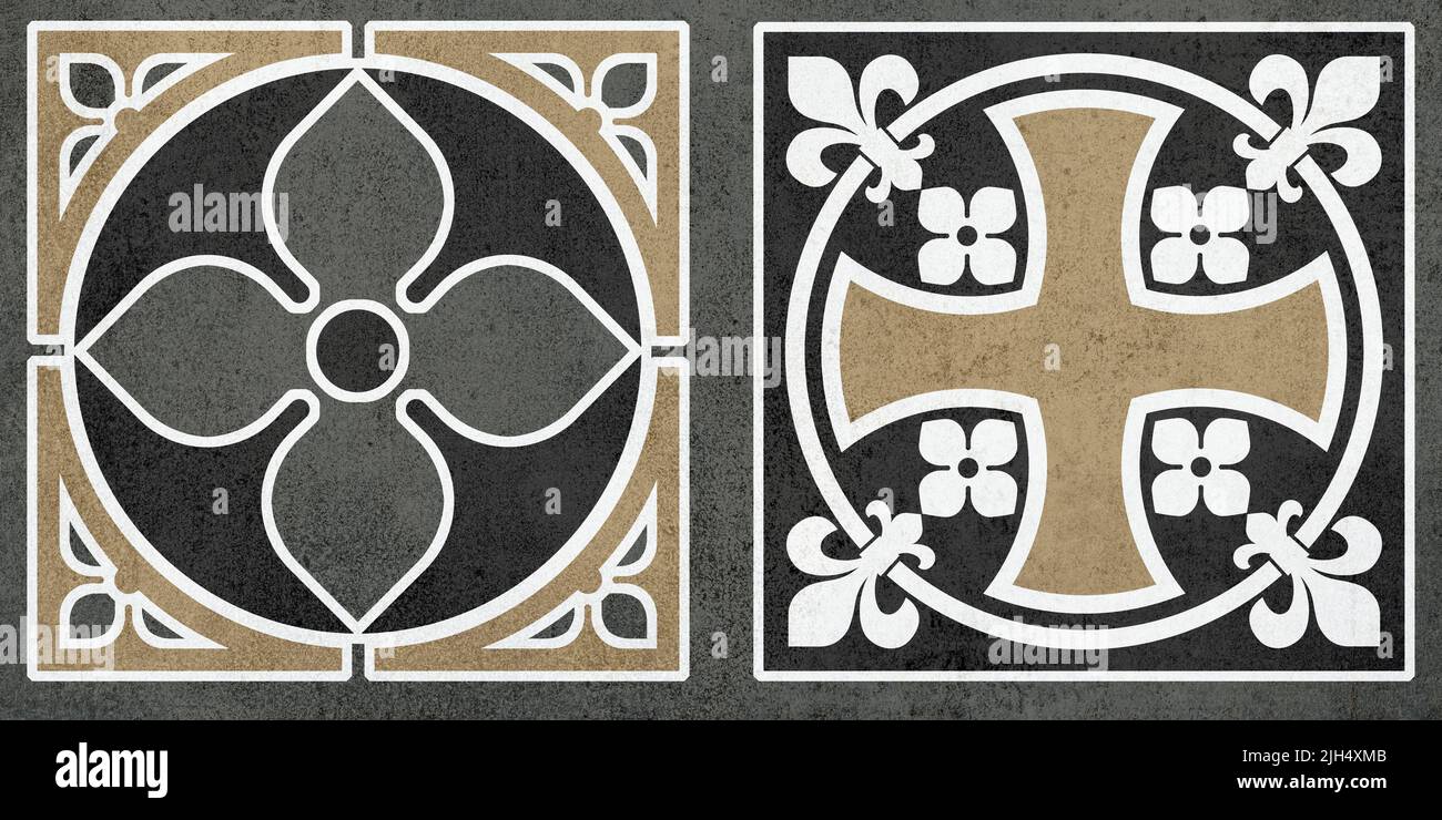 Patchwork Damask Moroccan tile. motifs Majolica pottery tile ...