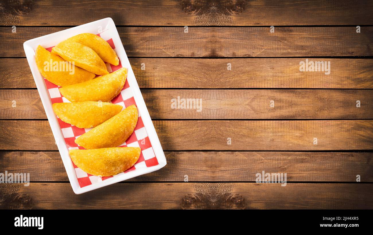 Fried empanadas, typical Colombian food - Delicious recipe Stock Photo ...