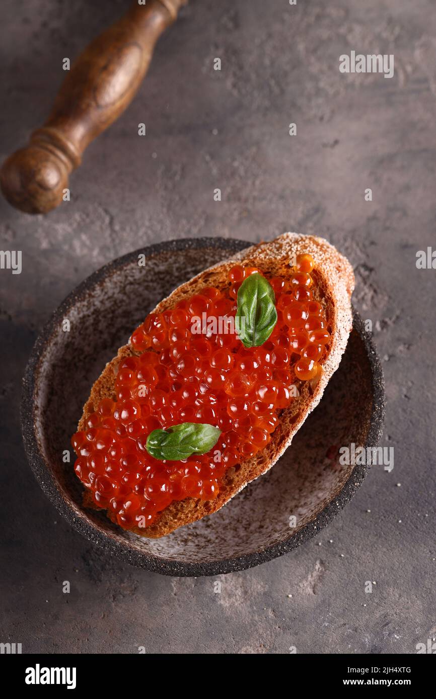 delicacy food red caviar appetizer Stock Photo - Alamy