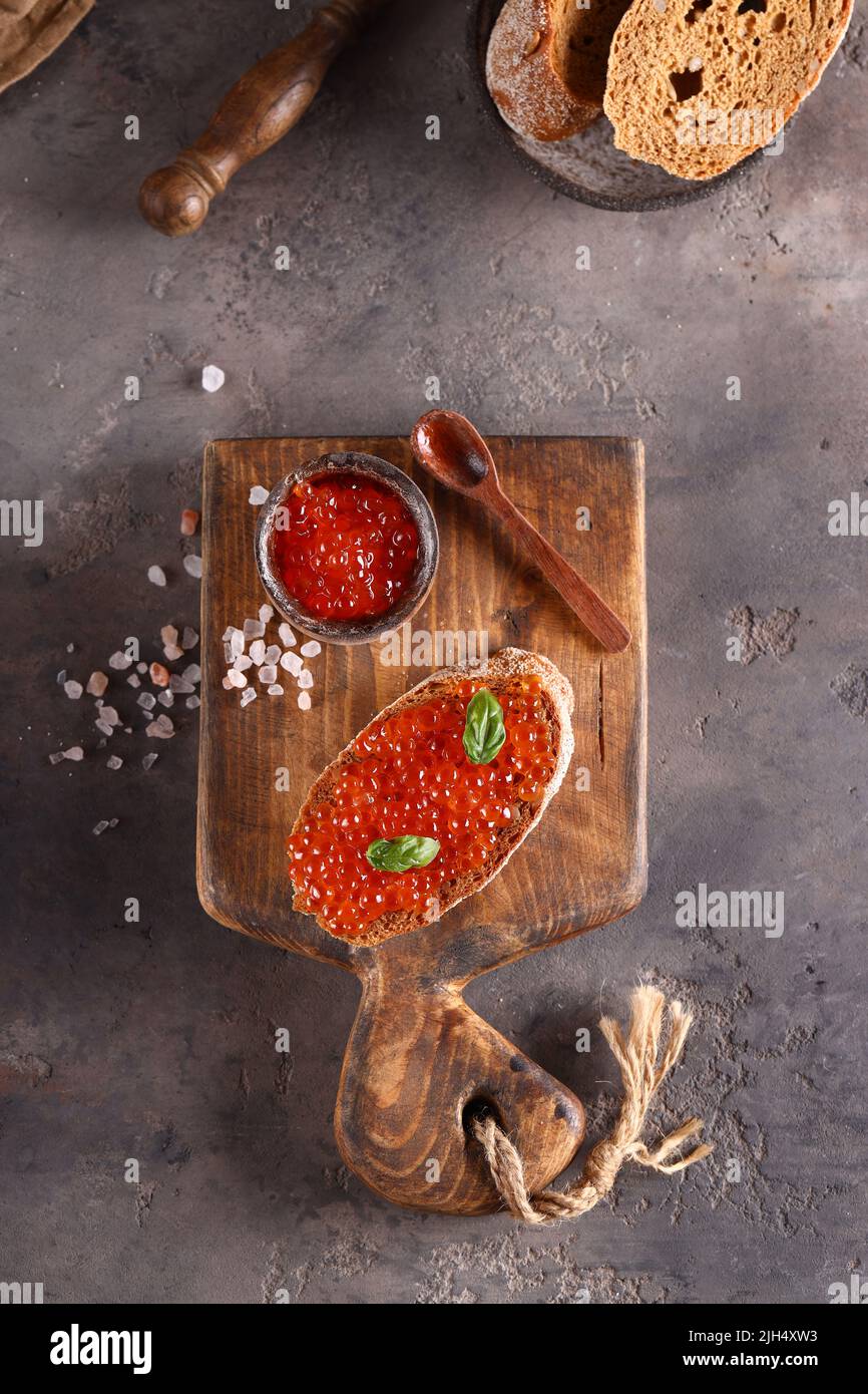 delicacy food red caviar appetizer Stock Photo - Alamy