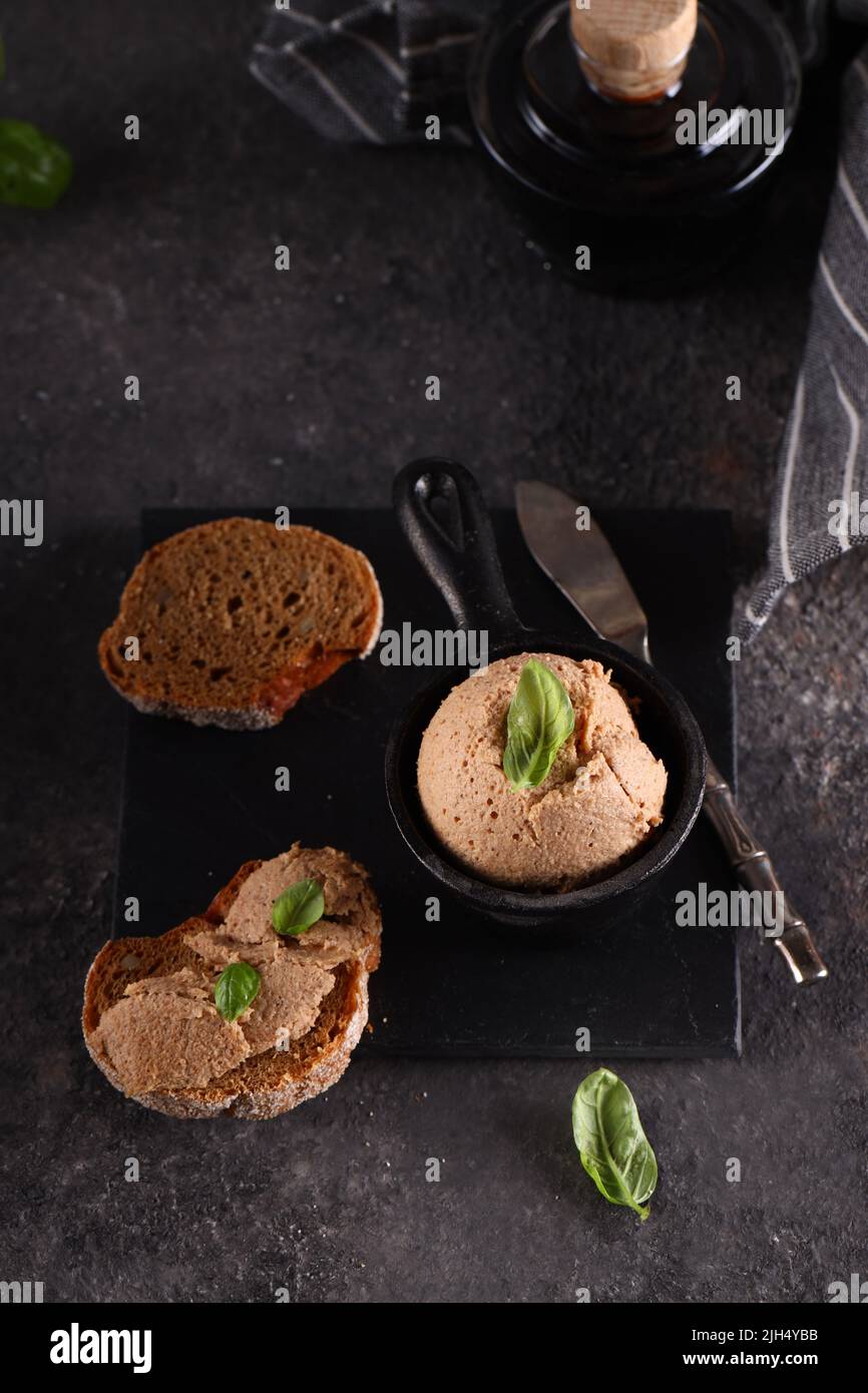 natural chicken pate with rye bread Stock Photo - Alamy