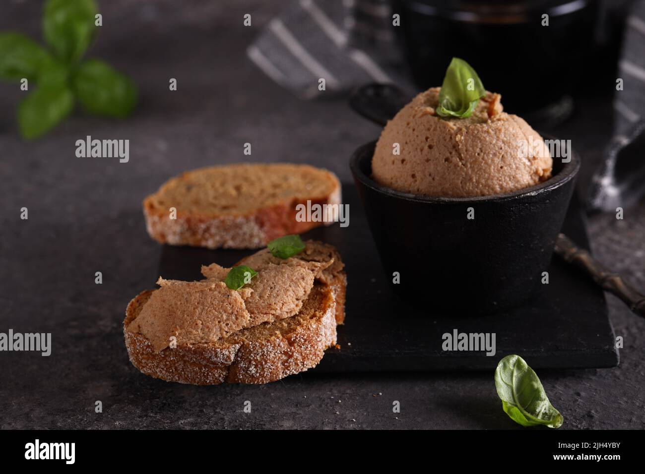 natural chicken pate with rye bread Stock Photo - Alamy