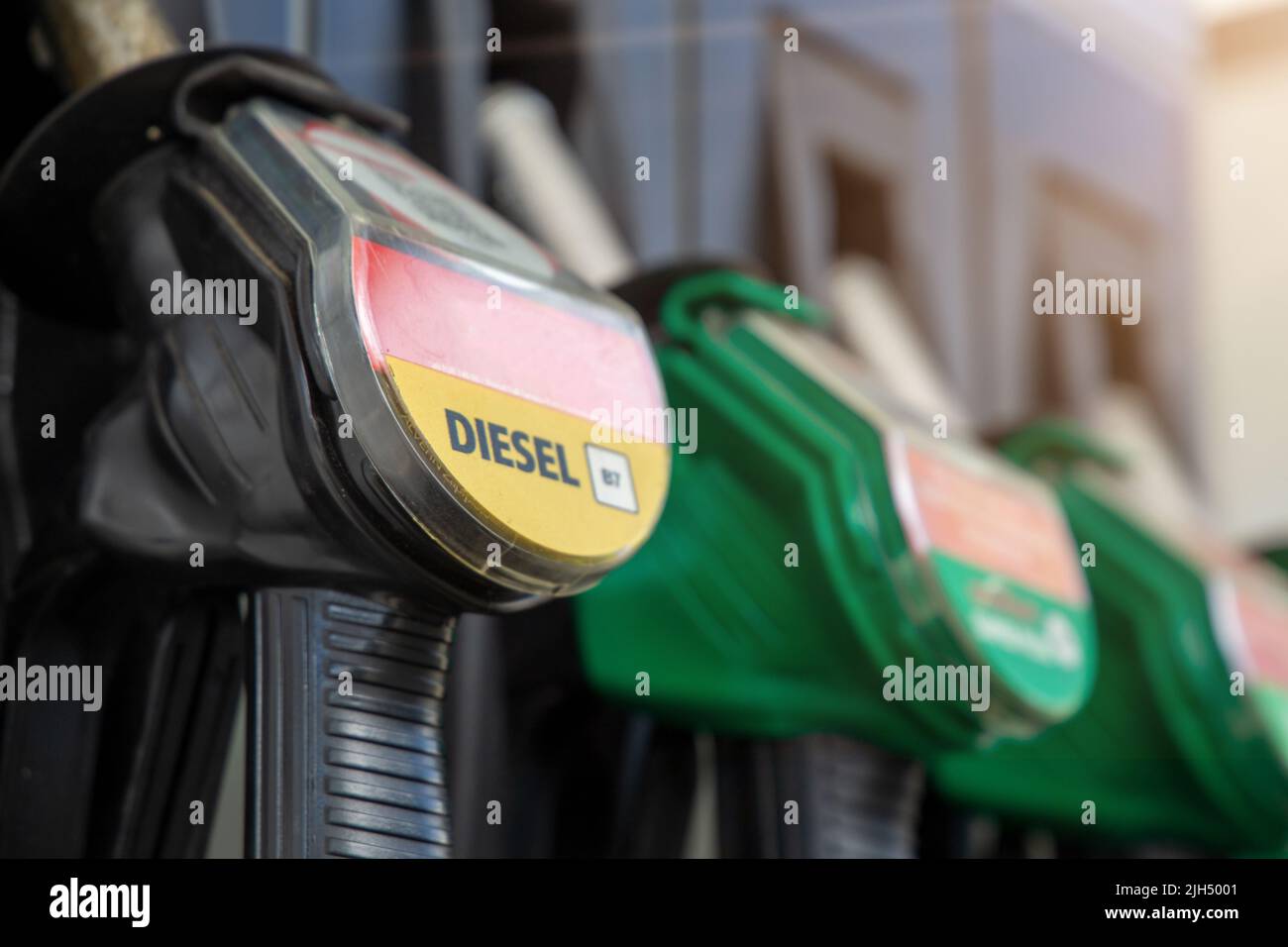 Petrol pump at a filling station Stock Photo - Alamy