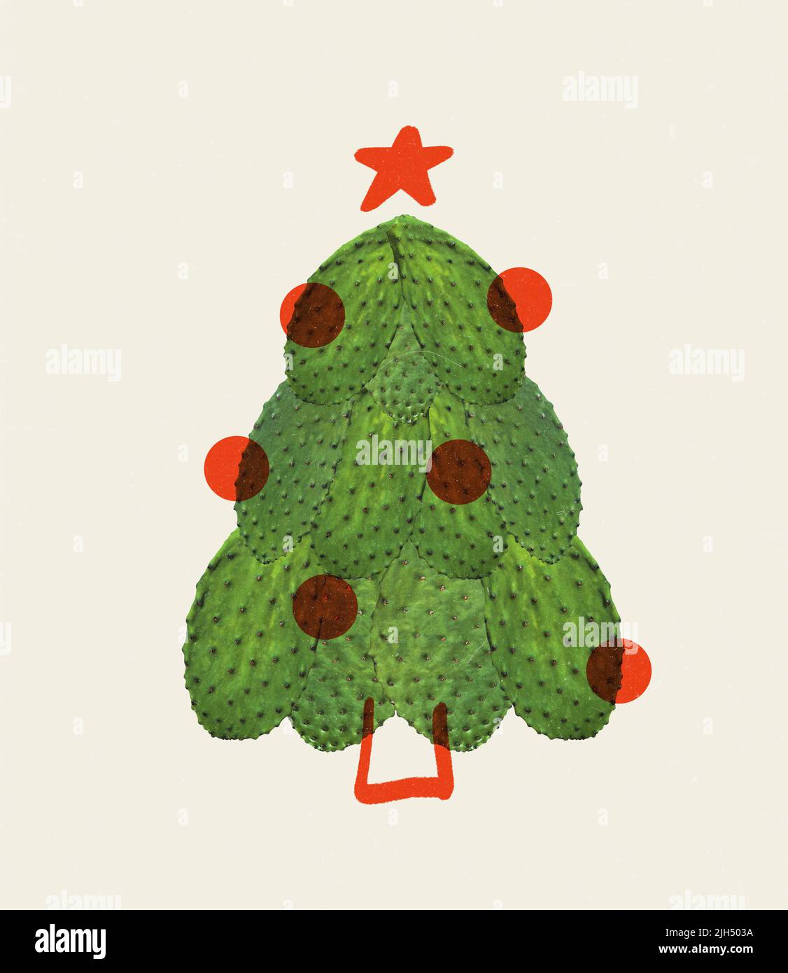 Contemporary art collage. Creative deisgn. Christmas tree made from ...