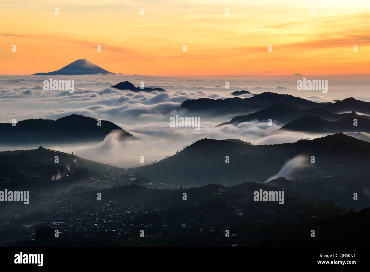 view Mount Slamet from Dieng Plateau, Central Java, Indonesia, 2019 ...