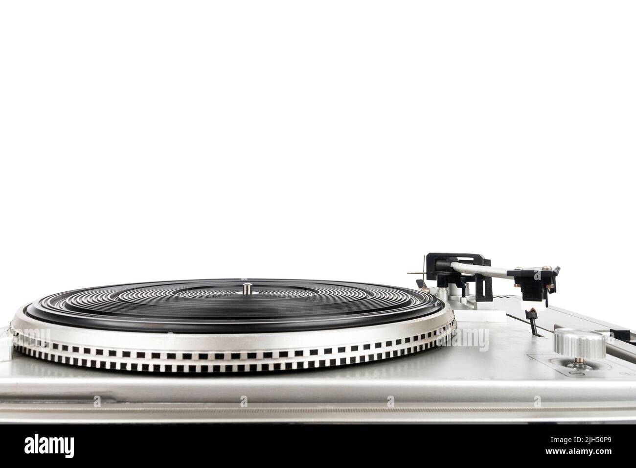 Close up of vintage turntable vinyl record player. Retro audio ...
