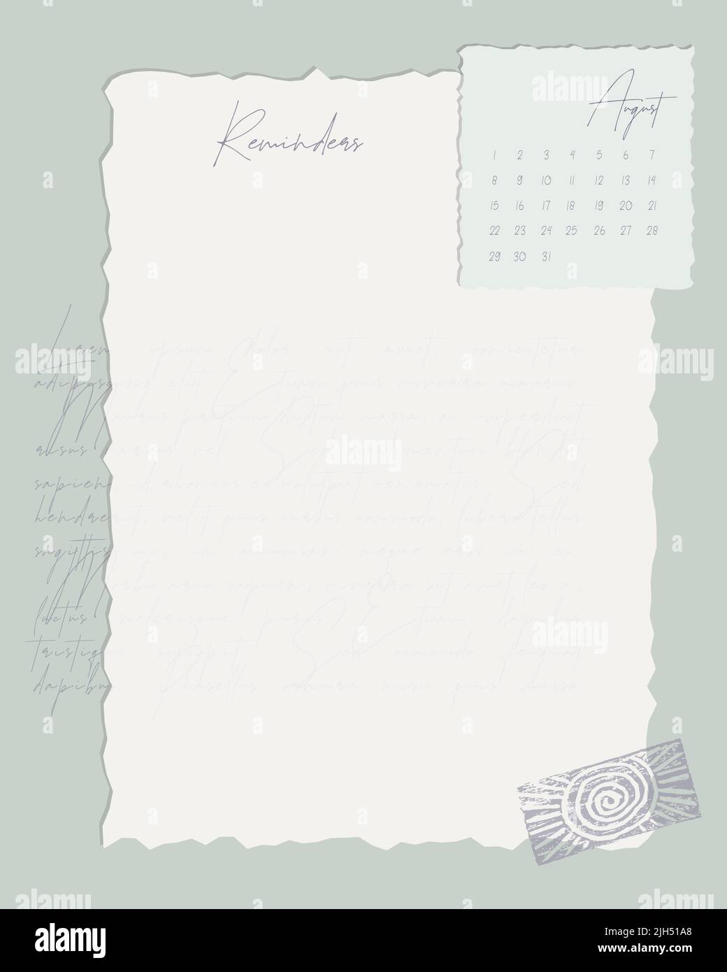 Reminders Calendar August 2022 To do list template blank stamp ...