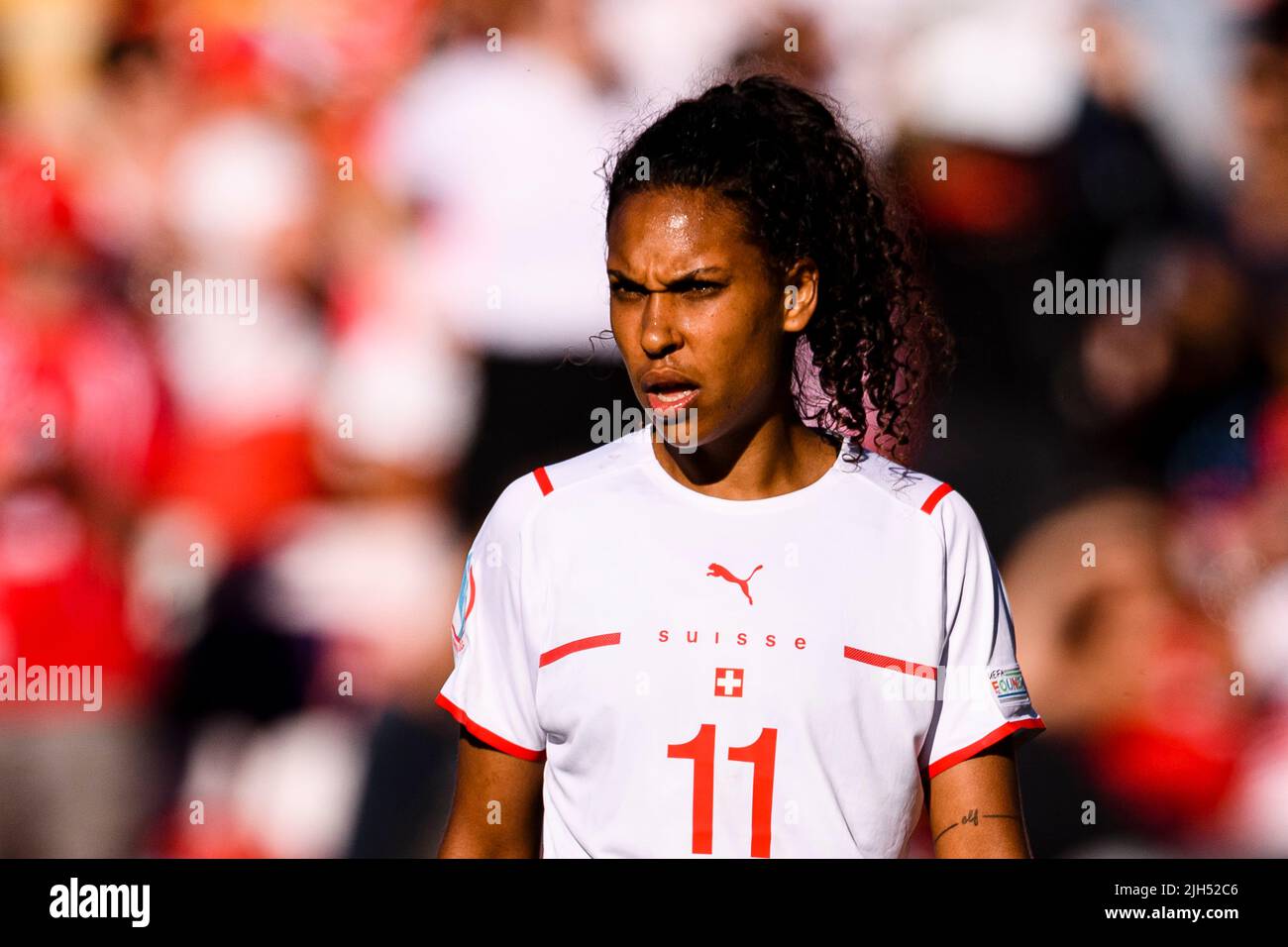 LEIGH, ENGLAND - JULY 09: Coumba Sow of Switzerland walks in the field ...