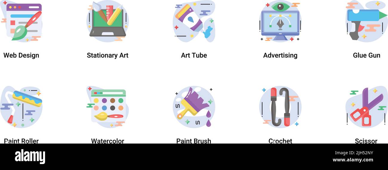 Art, drawing and web and graphic design icons set. Flat Style vector ...