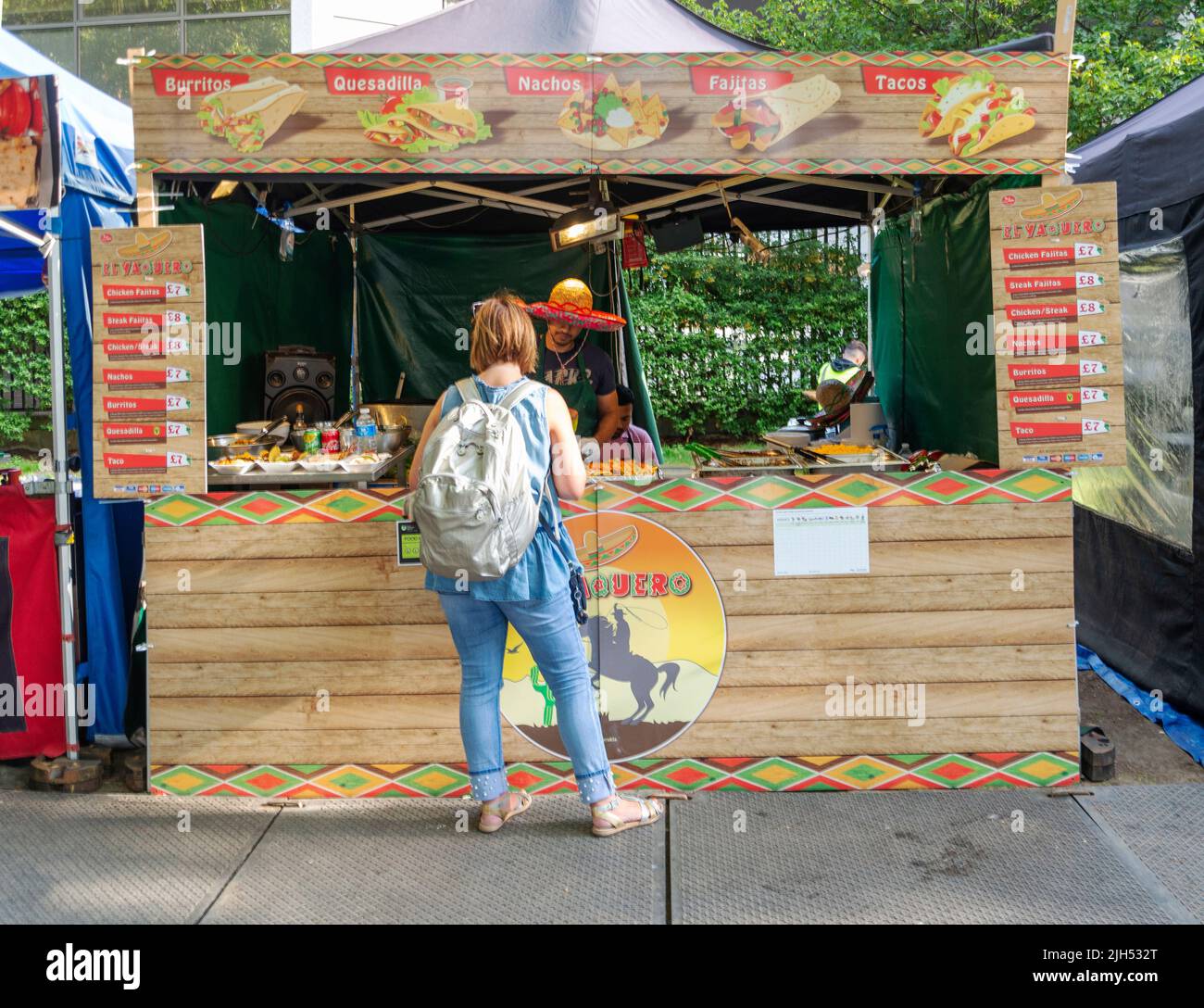 London,England,UK-July 21 2019: Makeshift eateries,specializing in ...