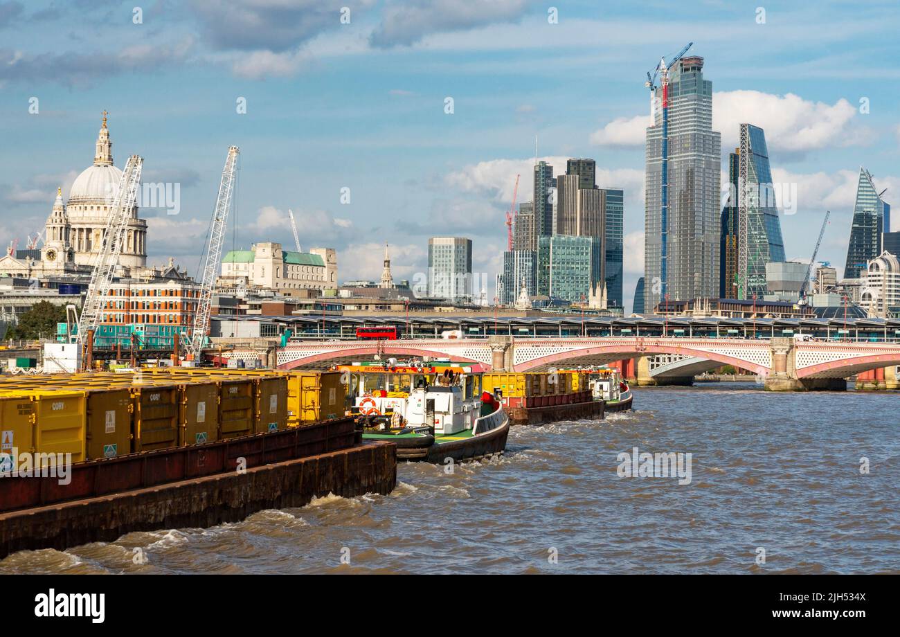 London,England,UK- August 21 2019: Tugs,the work horses of the Thames ...