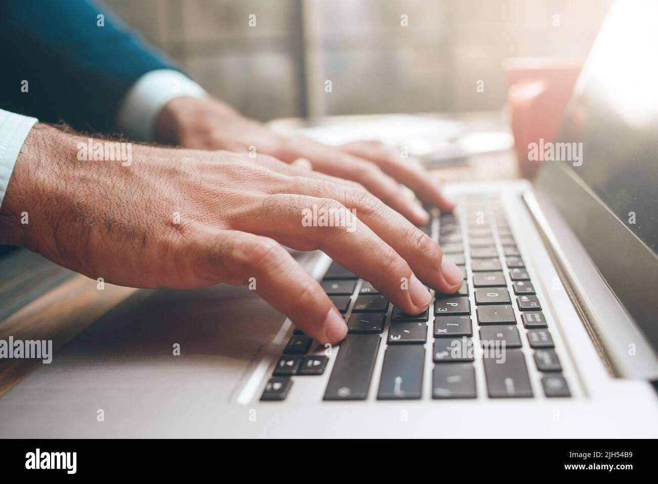 Close up male hands typing hi-res stock photography and images - Alamy
