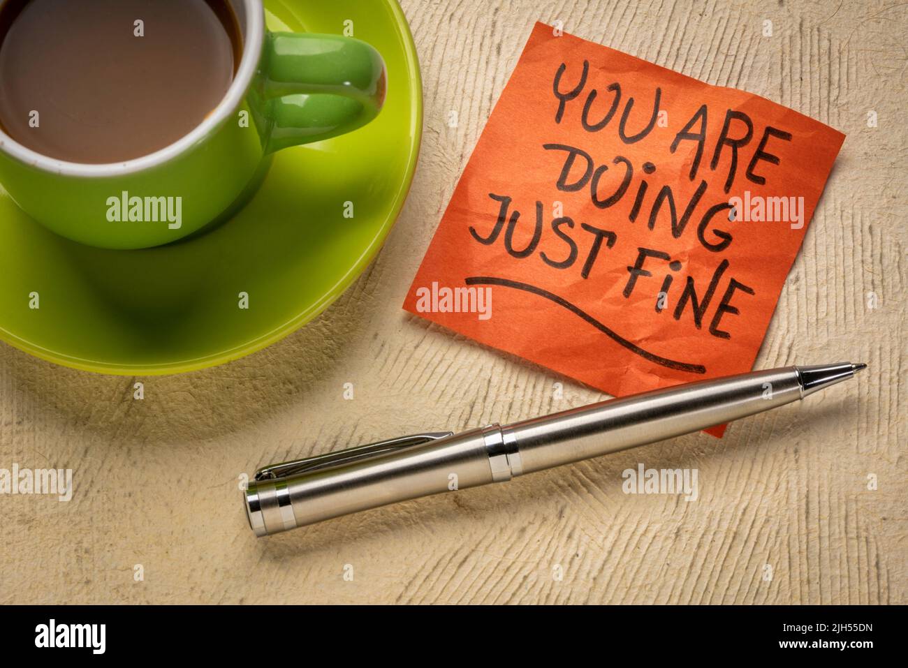 you are doing just fine reminder note, positive affirmation on a sticky ...
