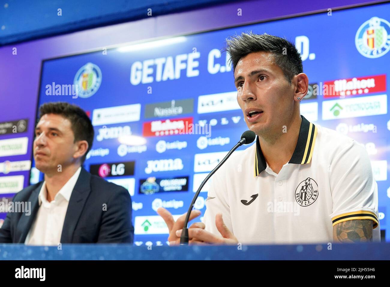 Spain. 15th July, 2022. Getafe CF's new player Fabrizio Angileri (r ...