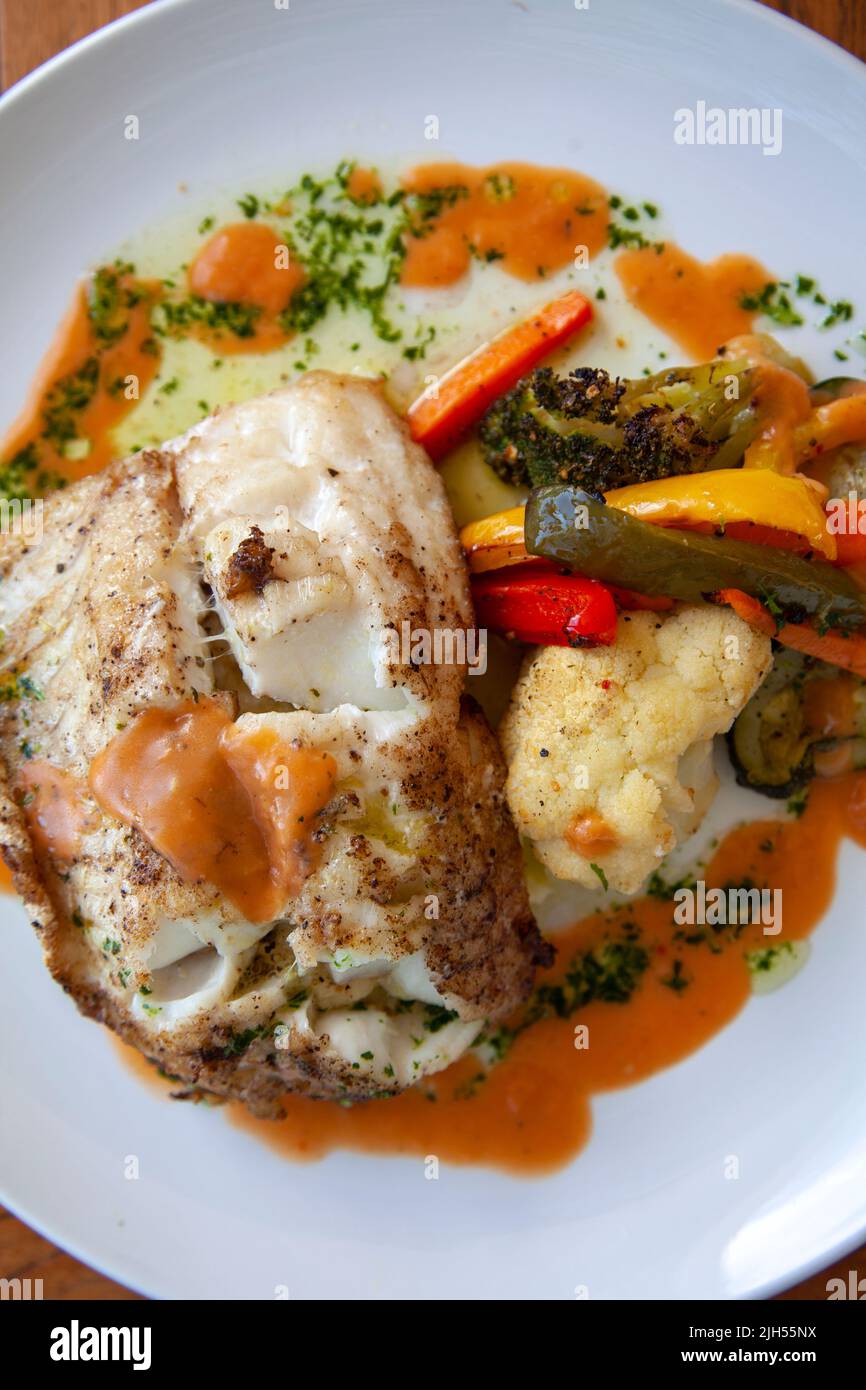 Fish dish at Royal Hotel Restaurant in Riebeek Kasteel, Western Cape ...