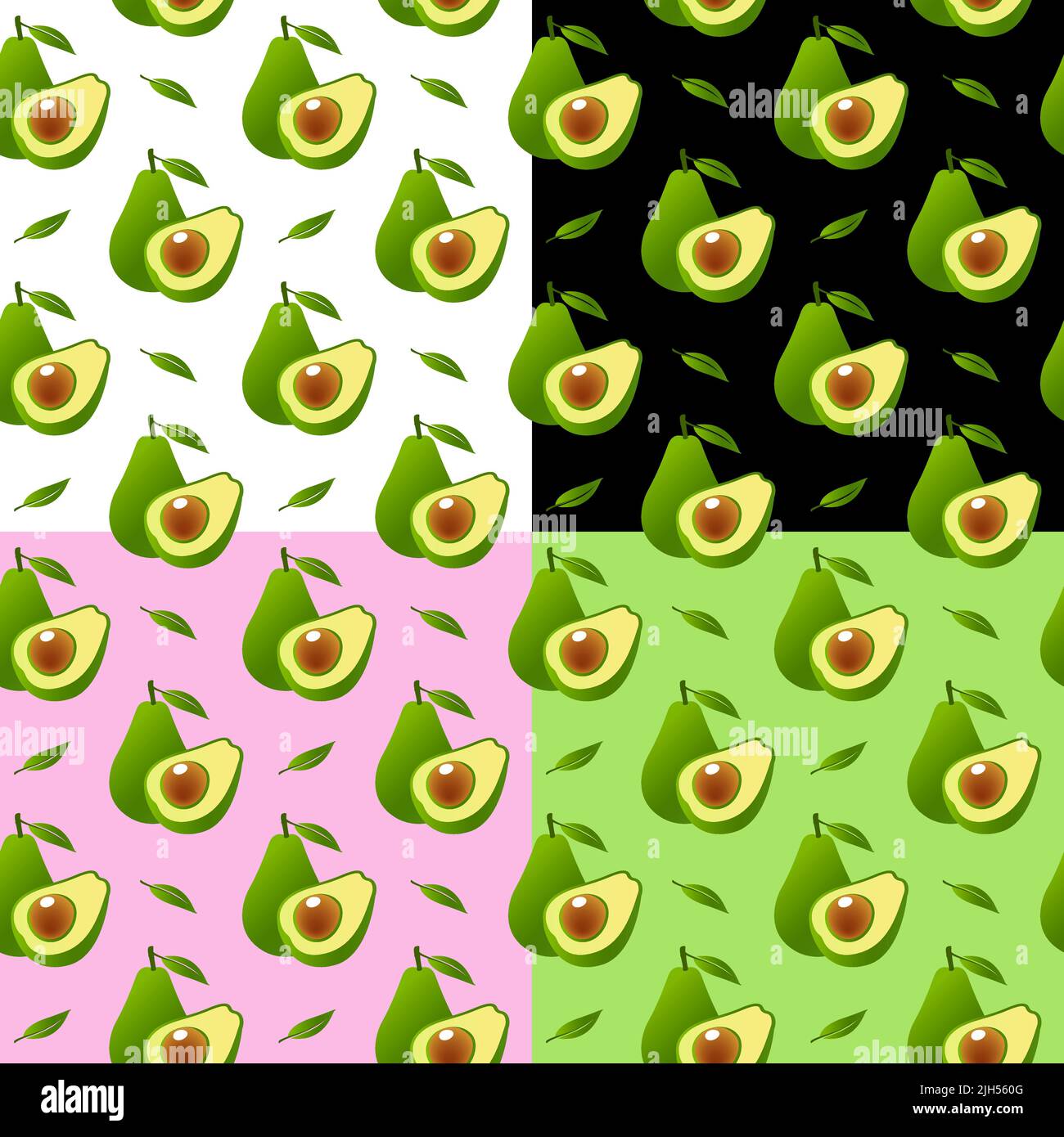 Vector seamless background with avocado fruit slices on a different ...