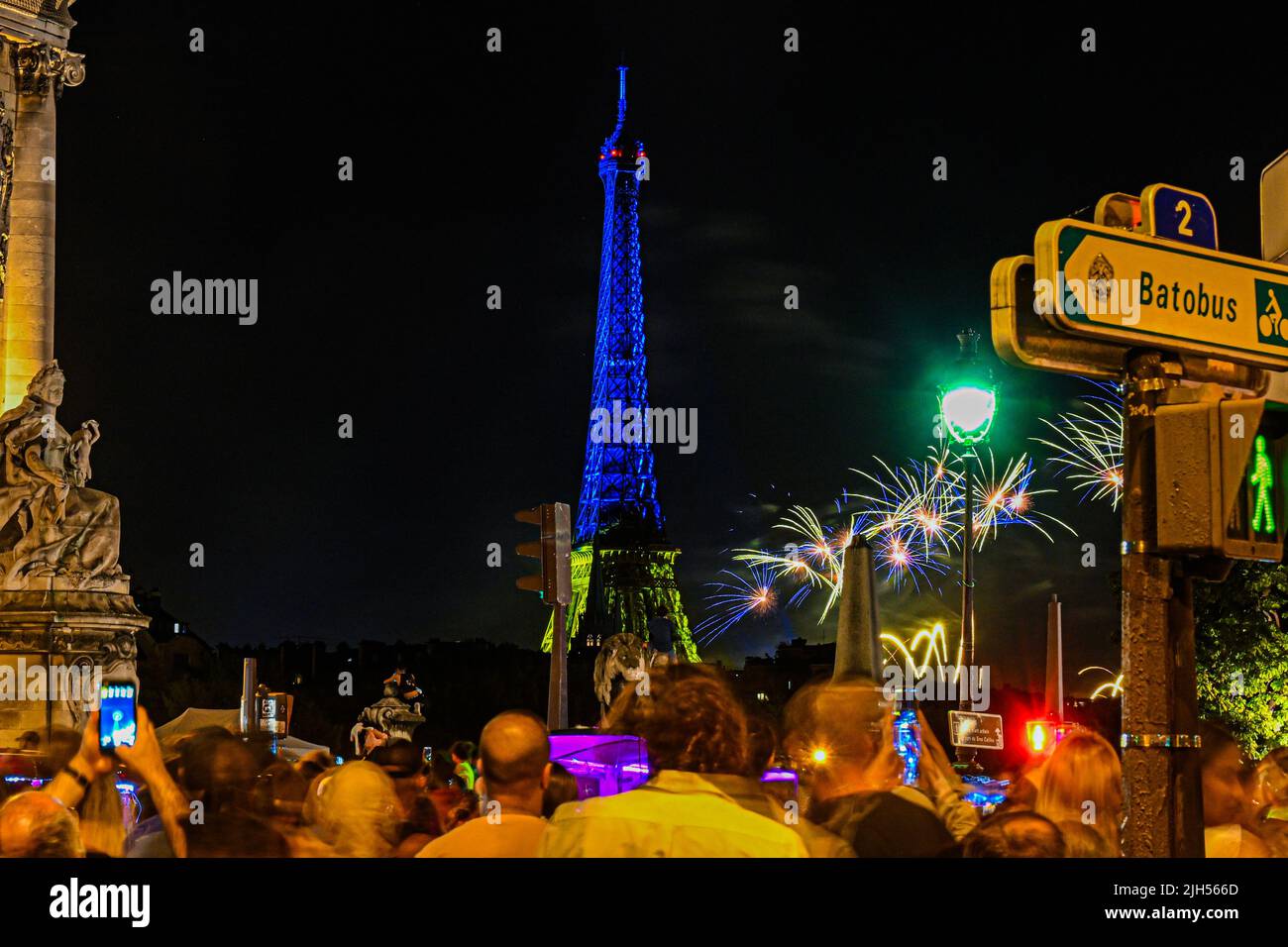 Fireworks celebrating Bastille Day on July 14, 2022 from Champ-de-Mars ...