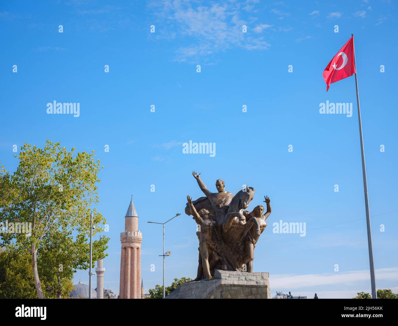 Antalya, Turkey - November 2021: Monument to Ataturk in the park ...