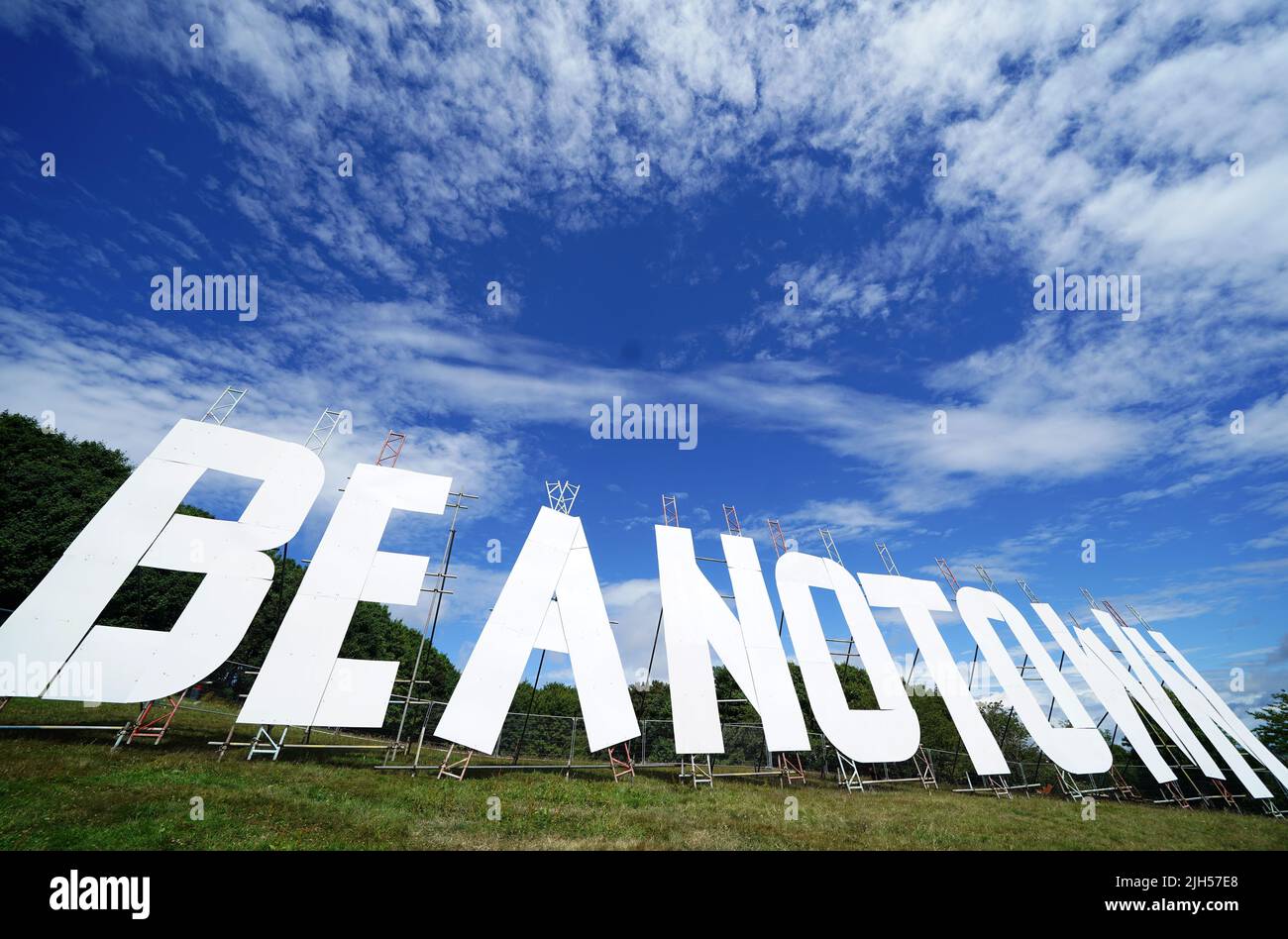 The giant sign erected at Dundee Law renaming the city of Dundee to ...