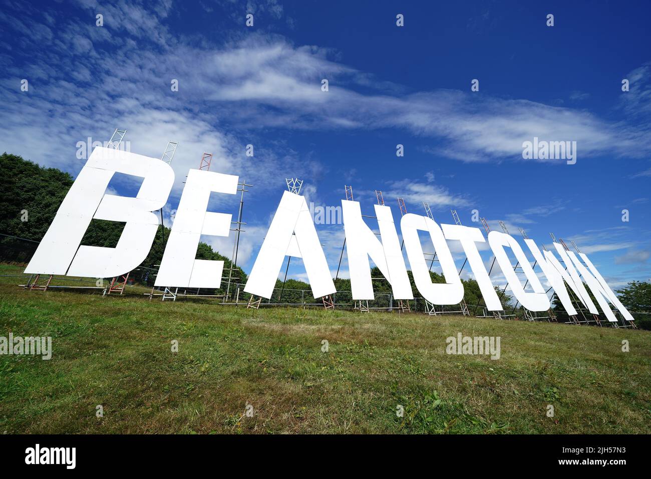 The giant sign erected at Dundee Law renaming the city of Dundee to ...