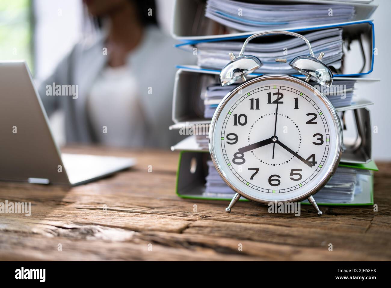 Accountant Calculating Bill With Time Clock. Money Alarm Stock Photo ...