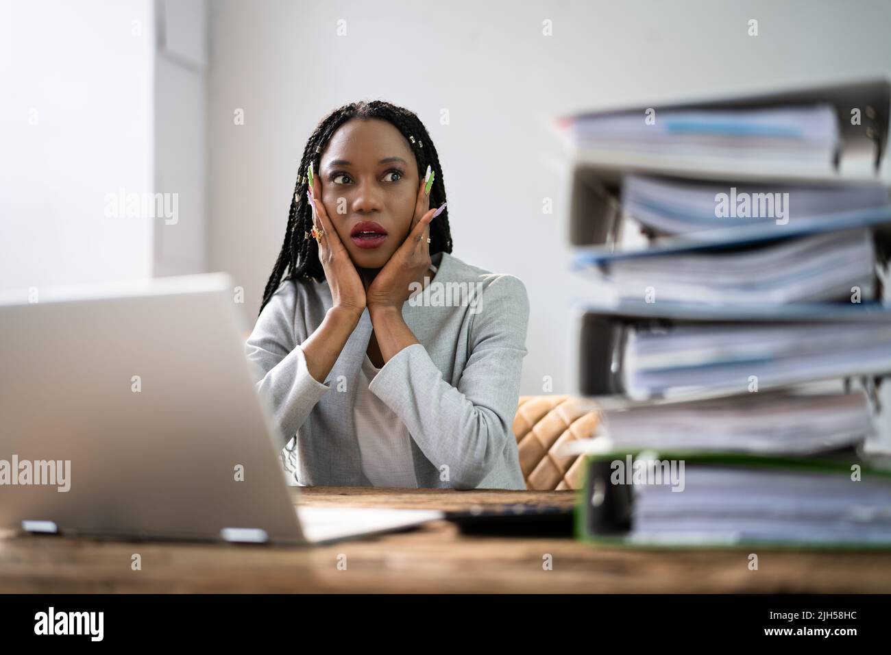African American Business Woman Tired And Stressed Stock Photo - Alamy