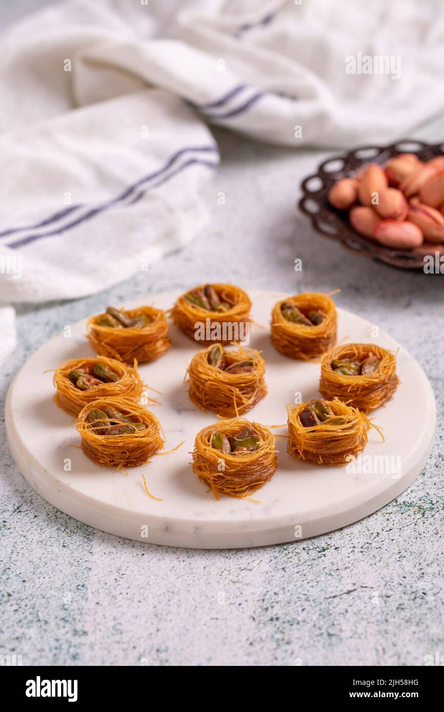 Bulbul Kadayif with Pistachio. Kadayif baklava with pistachio filling ...