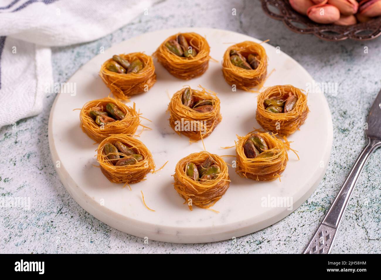 Bulbul Kadayif with Pistachio. Kadayif baklava with pistachio filling ...