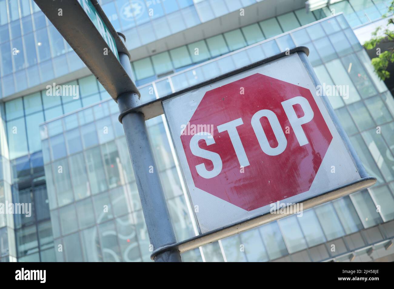 Stop sign in a empty road Stock Photo - Alamy