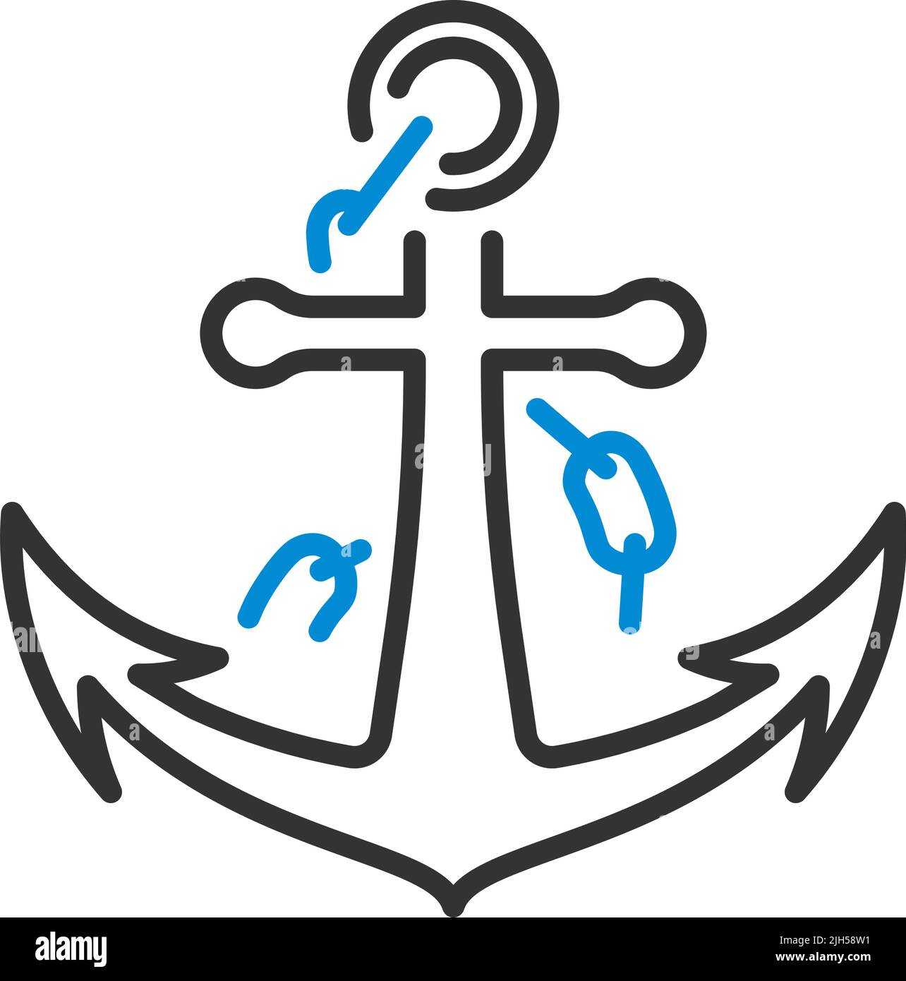 Icon Of Sea Anchor. Editable Bold Outline With Color Fill Design ...