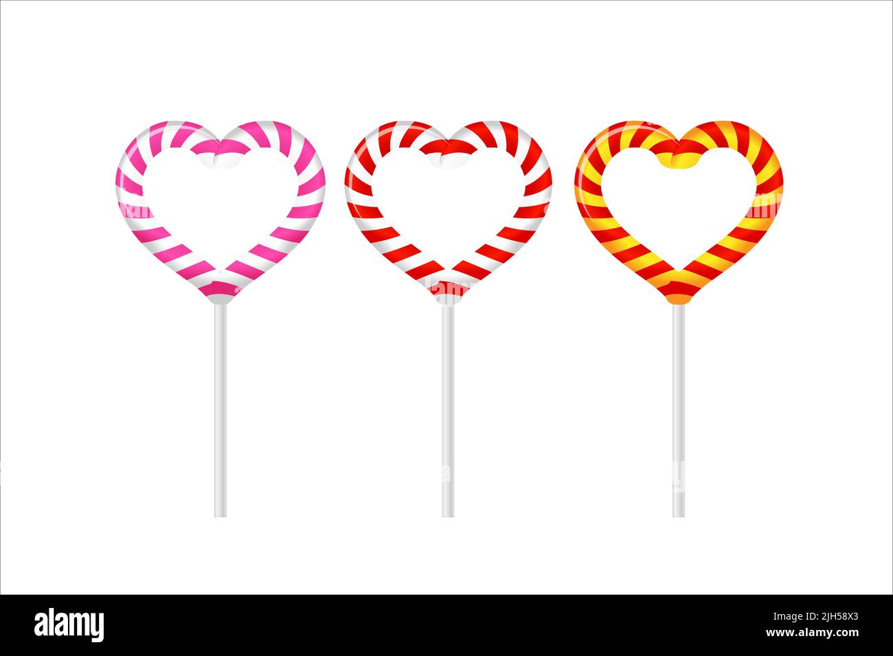 Colorful heart lollipops on white isolated. Vector illustration for ...