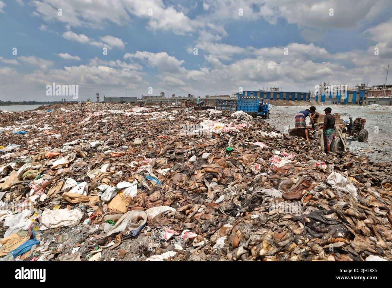 Dhaka, Bangladesh - July 13, 2022: The tannery waste dumping ground in ...