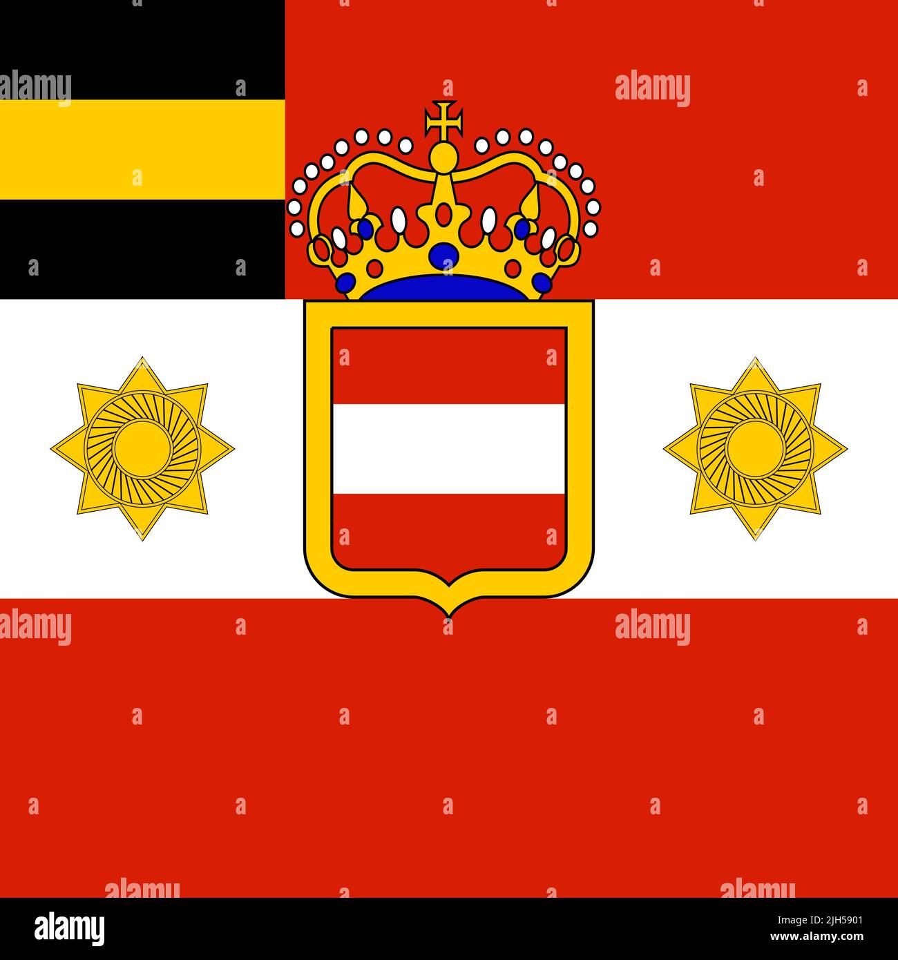 Top view of flag Habsburg Lieutenant Field Marshal's Austria. Austrian ...