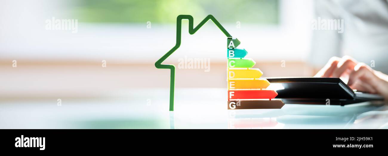 Energy Efficient House House Audit And Rate Label Stock Photo - Alamy