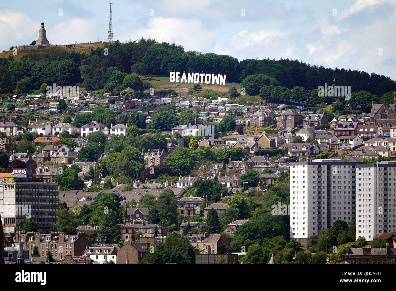 The giant sign erected at Dundee Law renaming the city of Dundee to ...