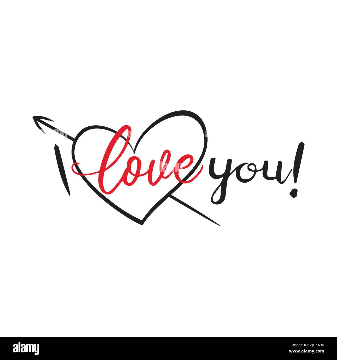 Heart illustration. Happy Valentine's Day. Modern calligraphy script ...