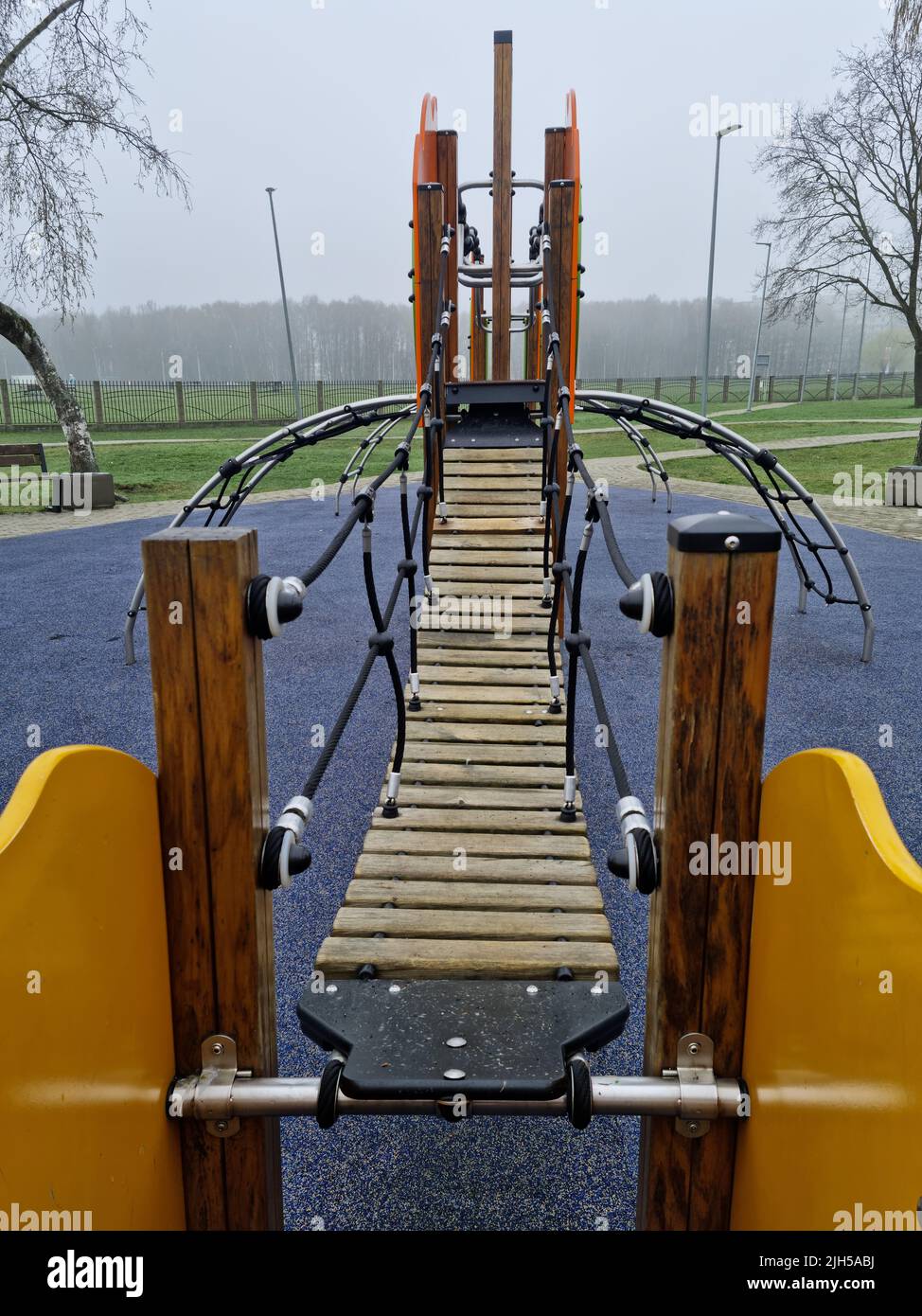 Kinder playground with modern infrastructure. Public playground with ...