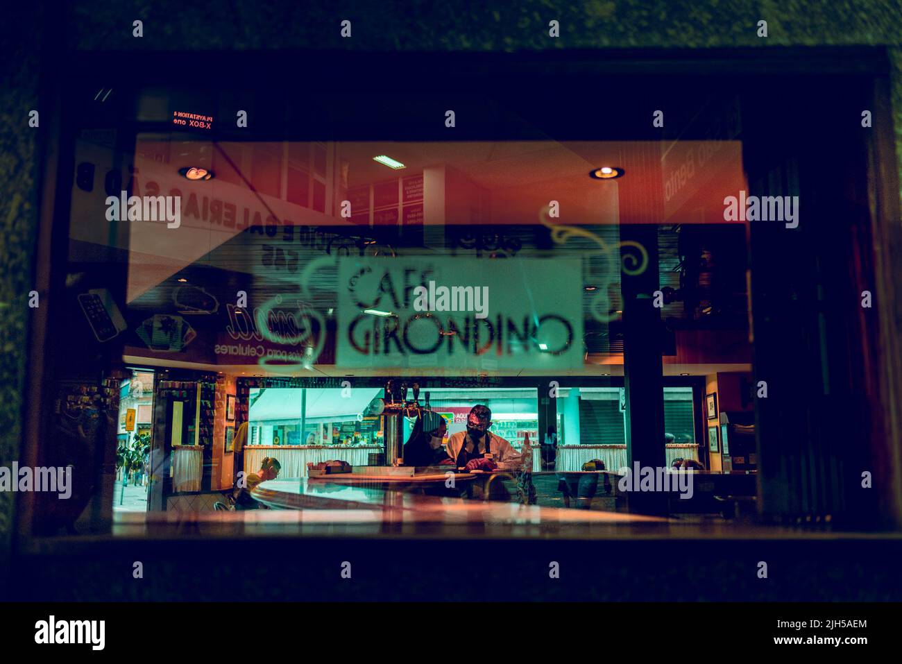 Cafe shop seeing through the window, Brazilian business Stock Photo - Alamy