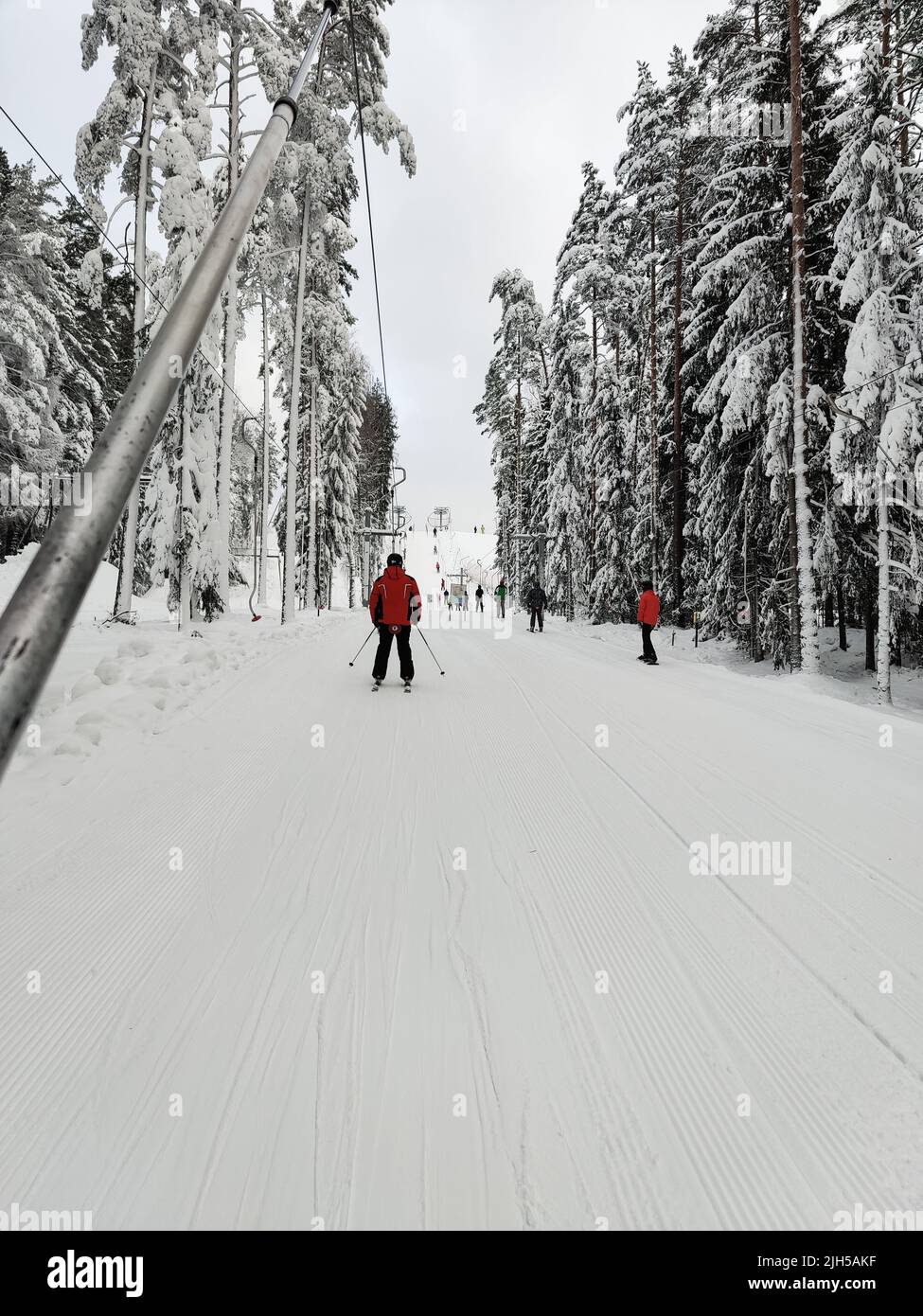Ski lift. Ski resort facilities. Elevator at the ski resort. Mechanism ...