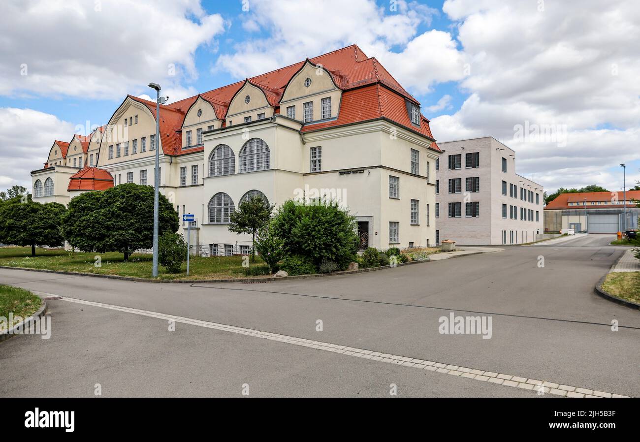 Leipzig, Germany. 15th July, 2022. The old (l) and the new prison ...