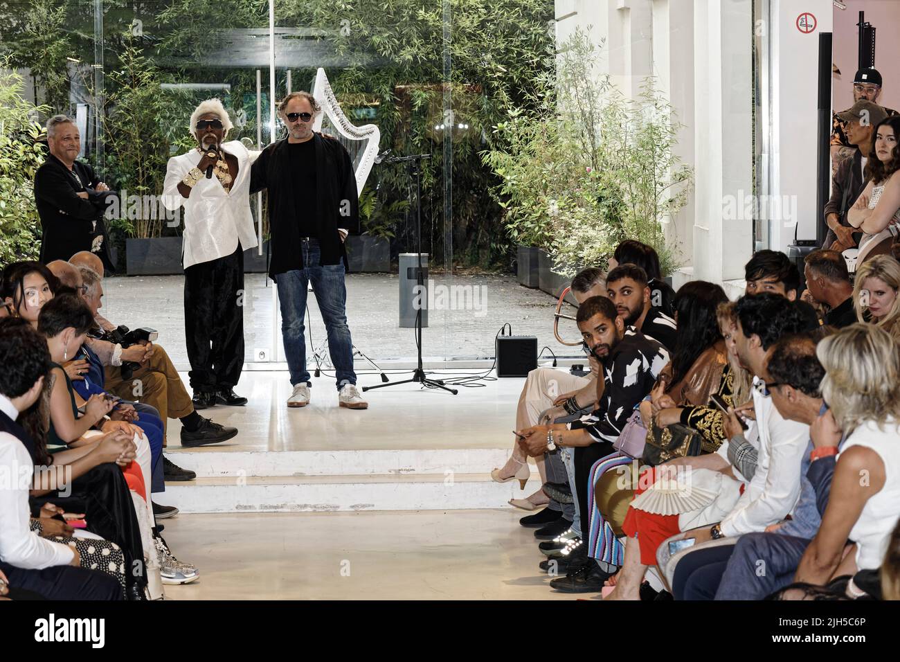 Paris, France. 6th July, 2022. Anggy Haif and artist Thomas Hardy ...