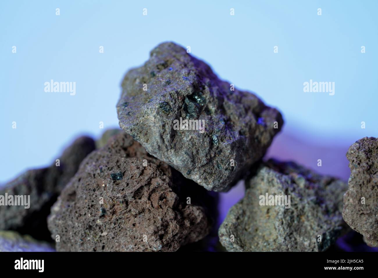 Frozen lava in the studio in front of black background photographed in ...