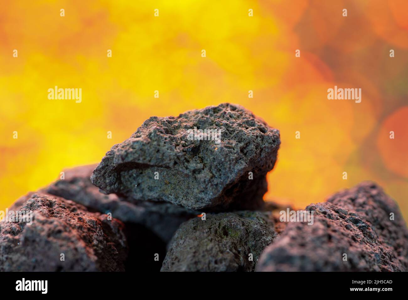Frozen lava in the studio in front of black background photographed in ...