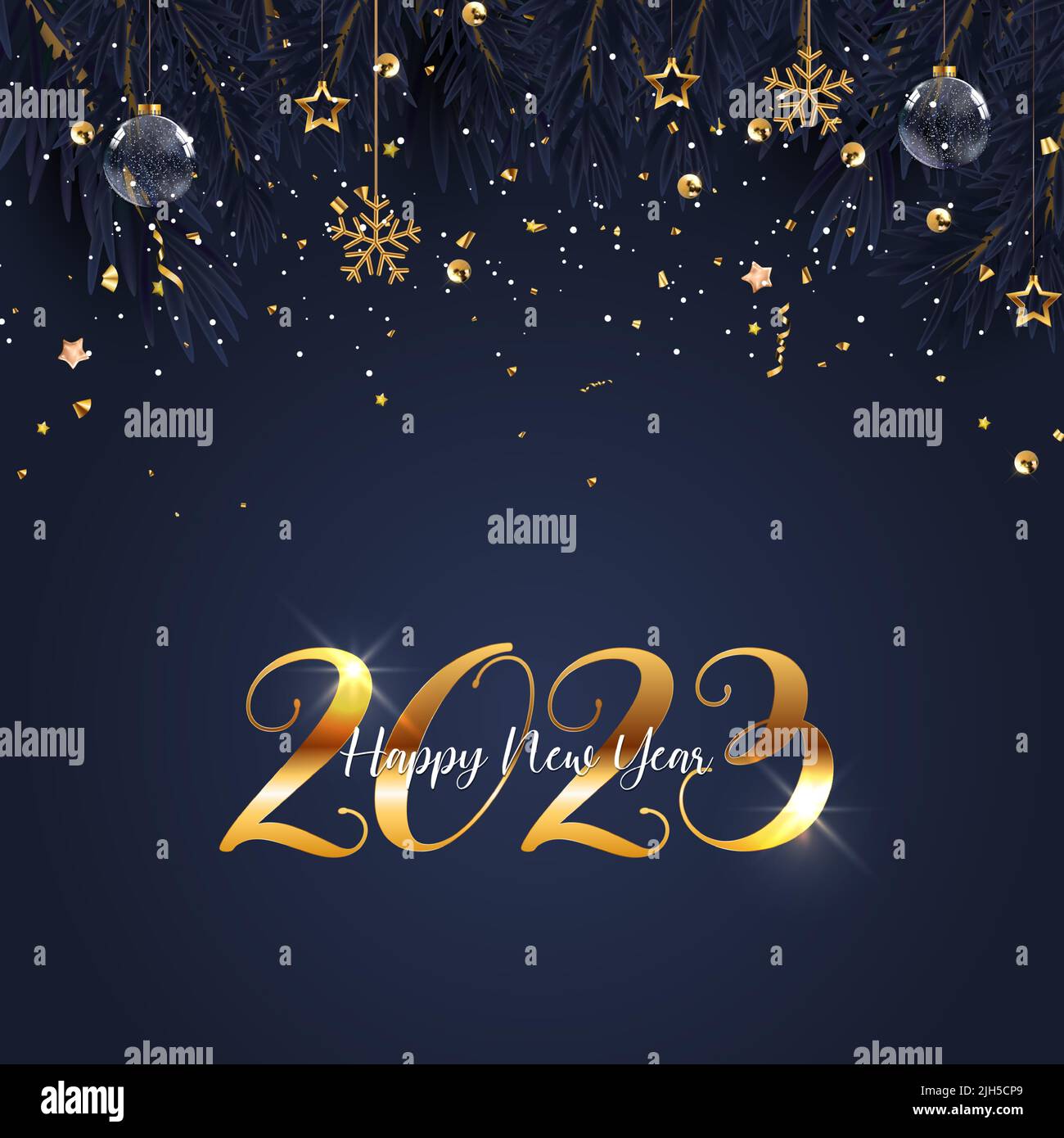 Golden 2023 Happy New Year Freeting Card. Vector Illustration Stock ...