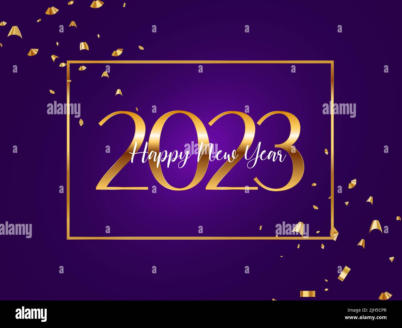Golden 2023 Happy New Year Freeting Card. Vector Illustration Stock ...