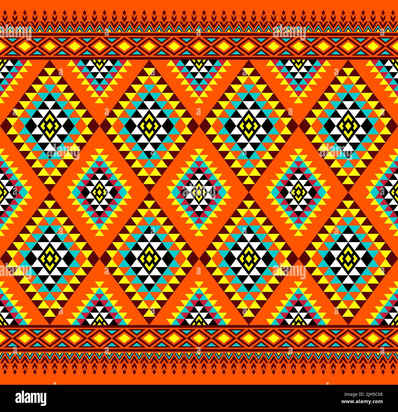 Yellow Brown Symmetry Geometric Triangle Ethnic Seamless Pattern Design ...