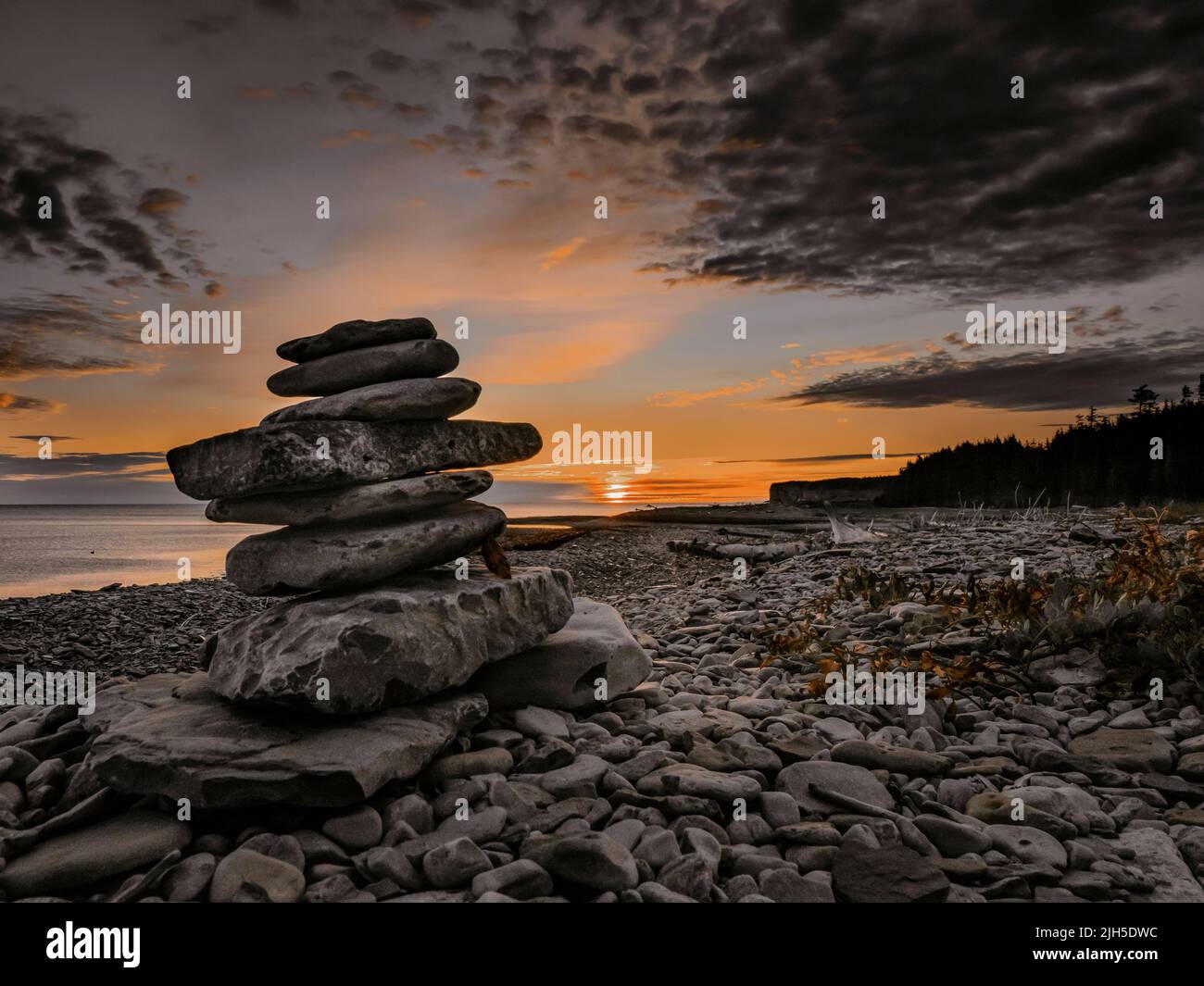 Inukshuk on the island of Anticosti, Quebec, Canada Stock Photo - Alamy