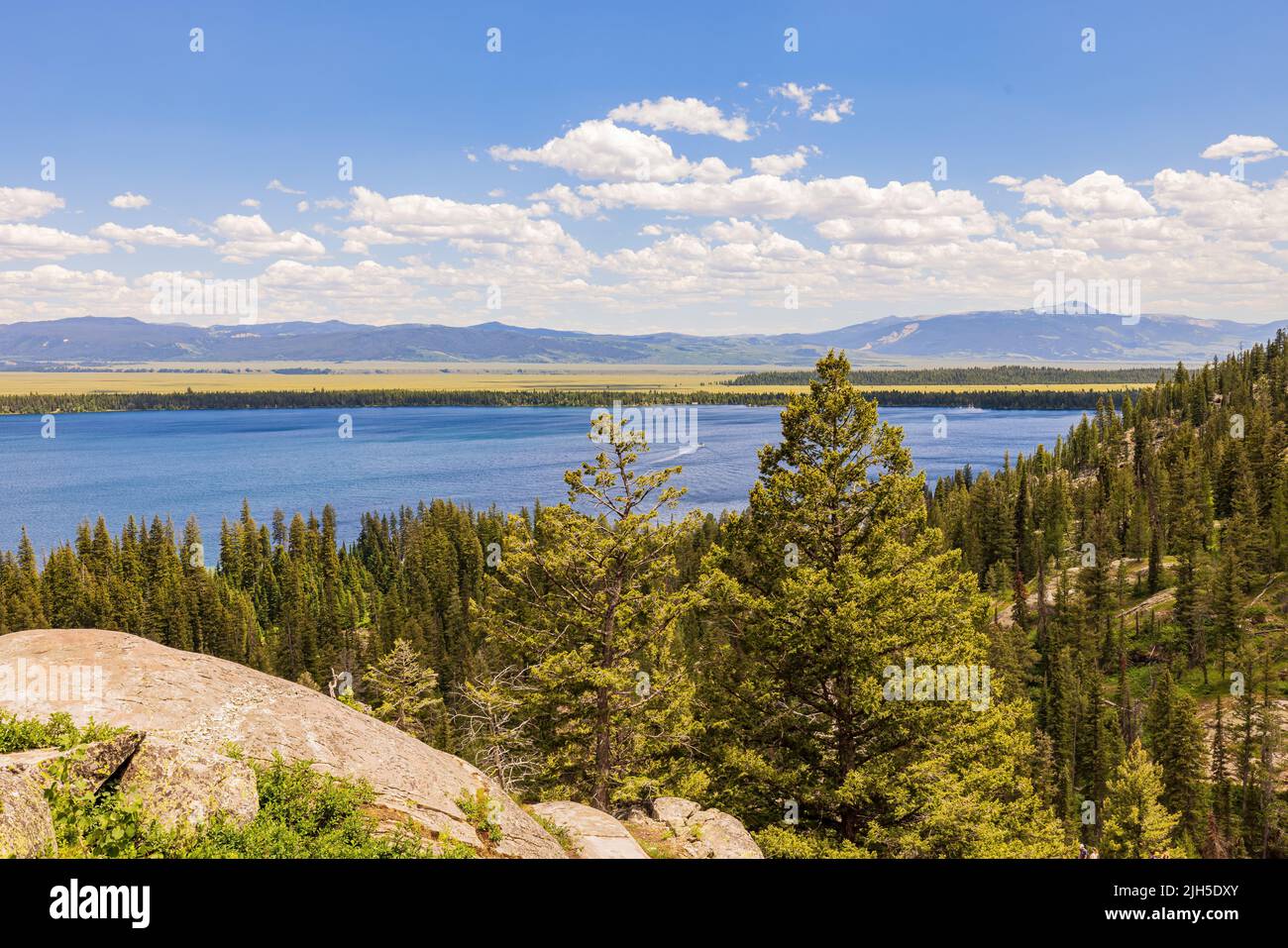 High angle view of the Jenny lake landscape of the Grand Teton National ...